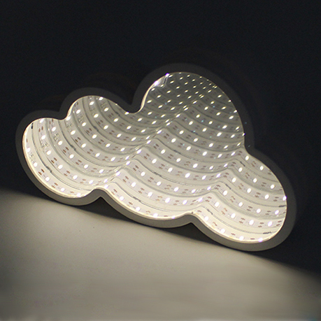 cloud mirror tunnel light,mirror cloud shape light,cloud led infinity light